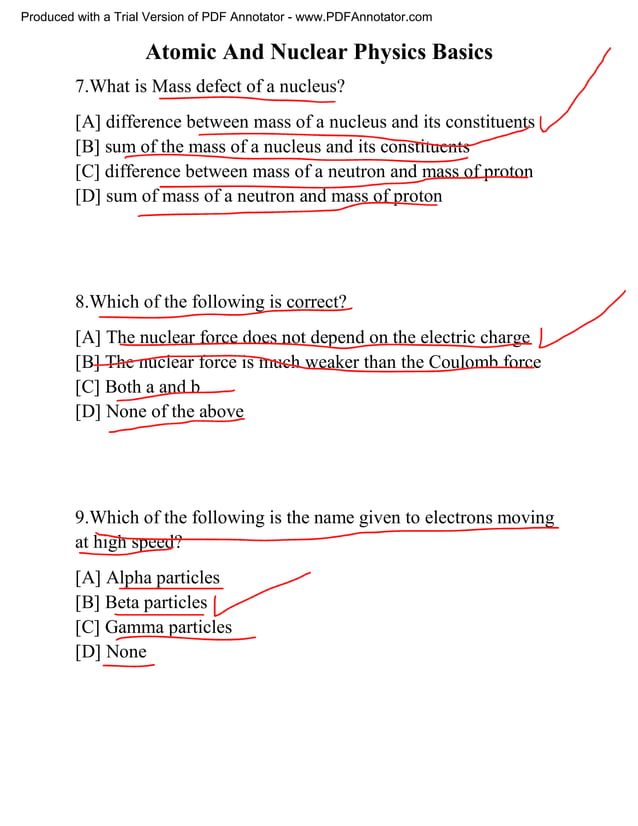 Atomic and nuclear physics basics solution | PDF