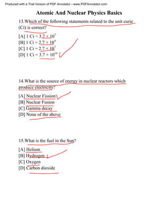 Atomic and nuclear physics basics solution | PDF