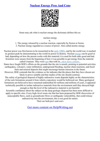 Atomic Energy Essay | PDF