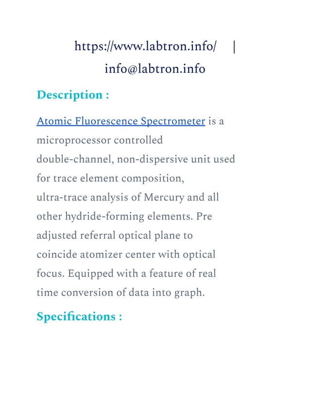 Atomic Fluorescence Spectrometer | PDF