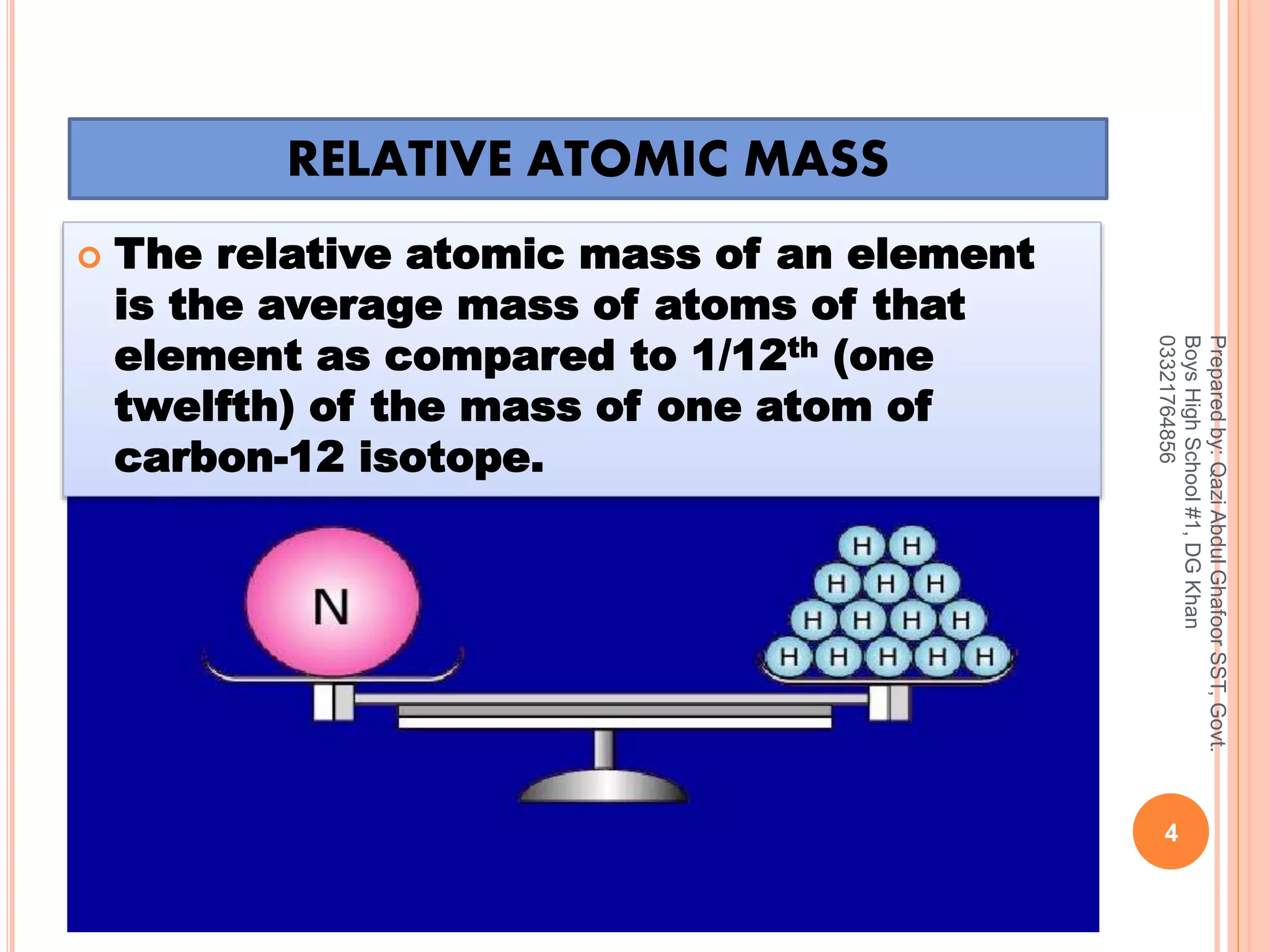 Atomic number, Mass number, Relative atomic mass and Atomic mass unit ...