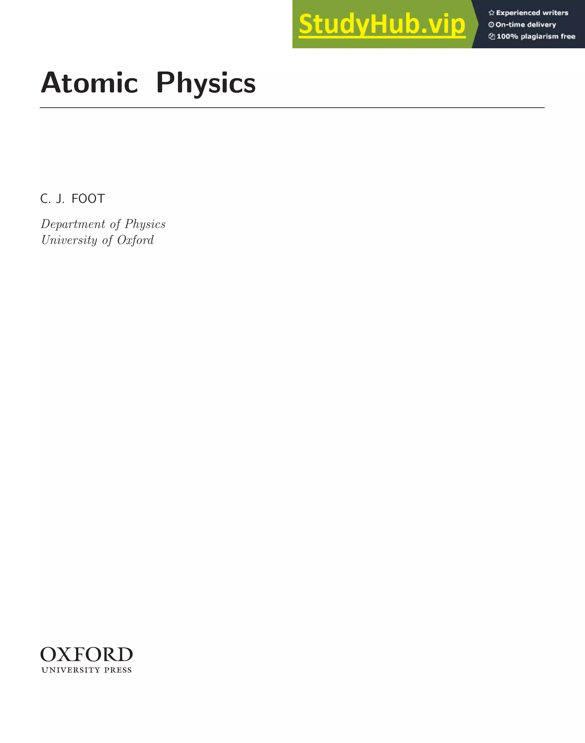 Atomic Physics - Christopher Foot | PDF