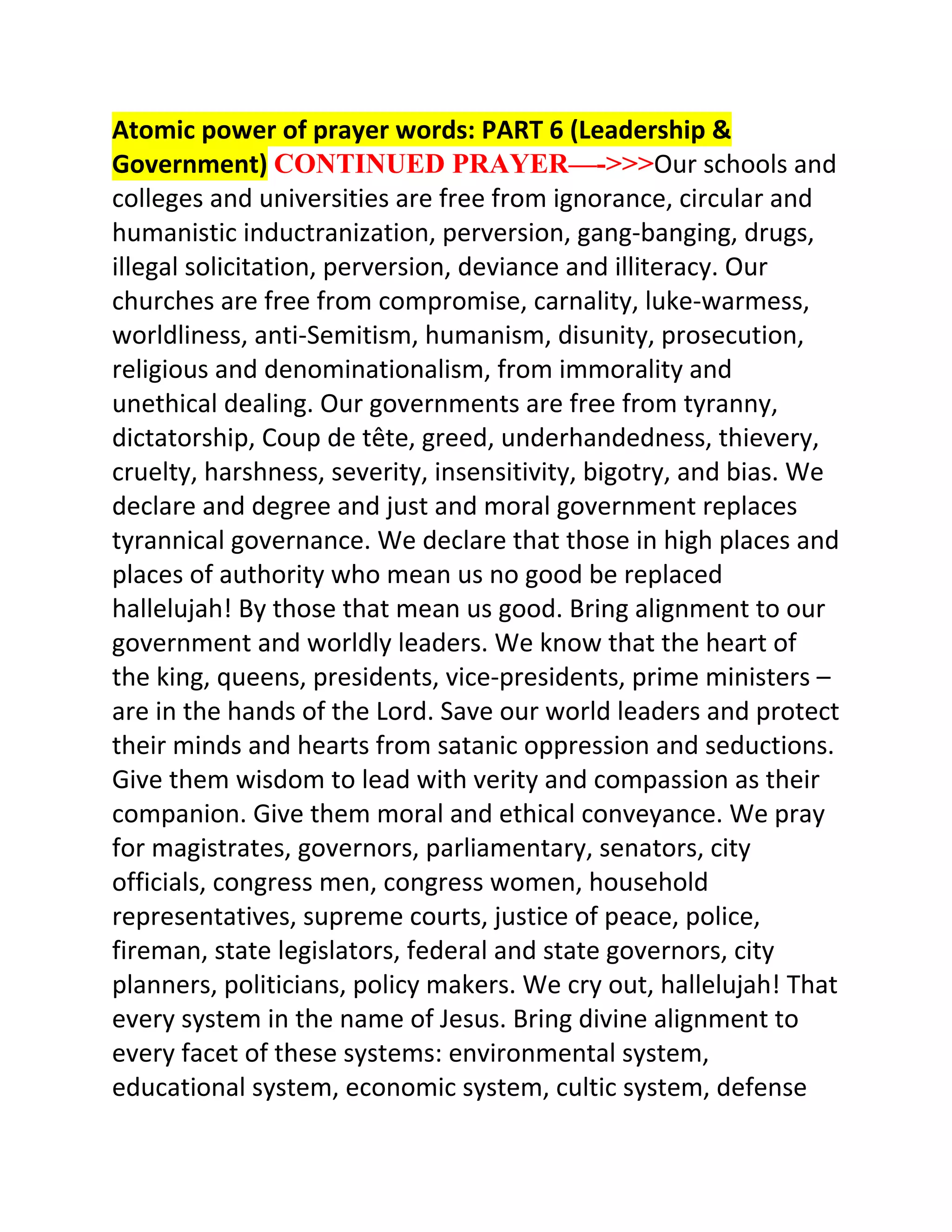 Atomic Prayer by Dr. Cindy Trimm | PDF