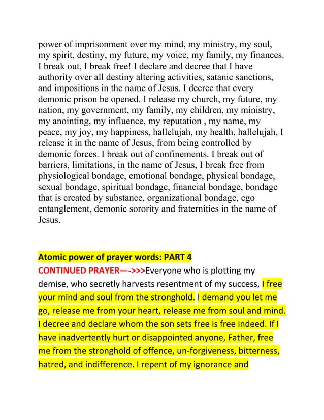 Atomic Prayer by Dr. Cindy Trimm | PDF | Christianity | Religion ...