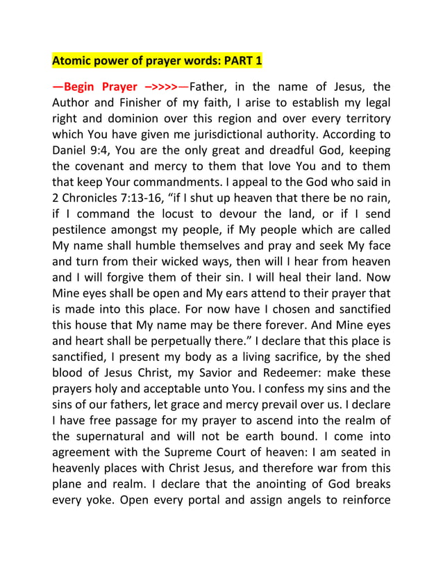 Atomic Prayer by Dr. Cindy Trimm | PDF | Christianity | Religion ...