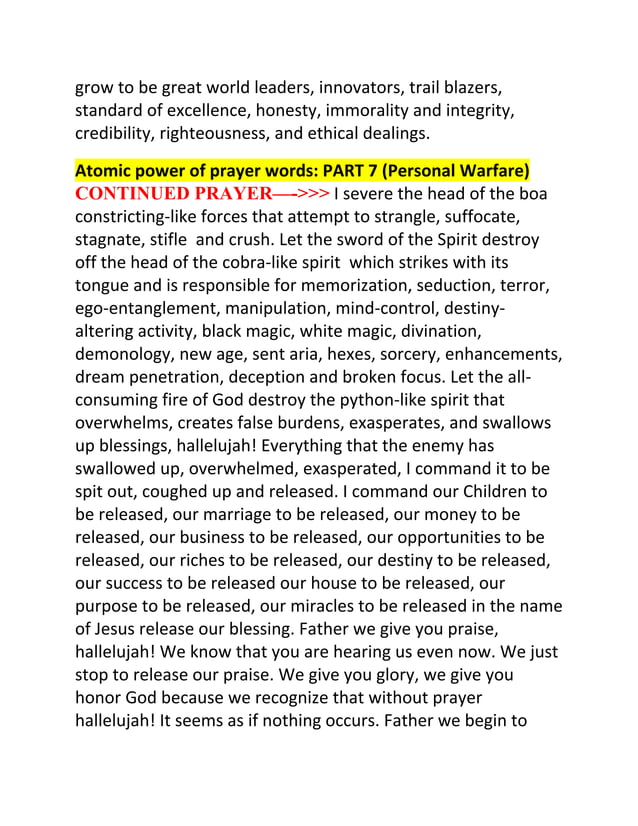 Atomic Prayer by Dr. Cindy Trimm | PDF | Christianity | Religion ...