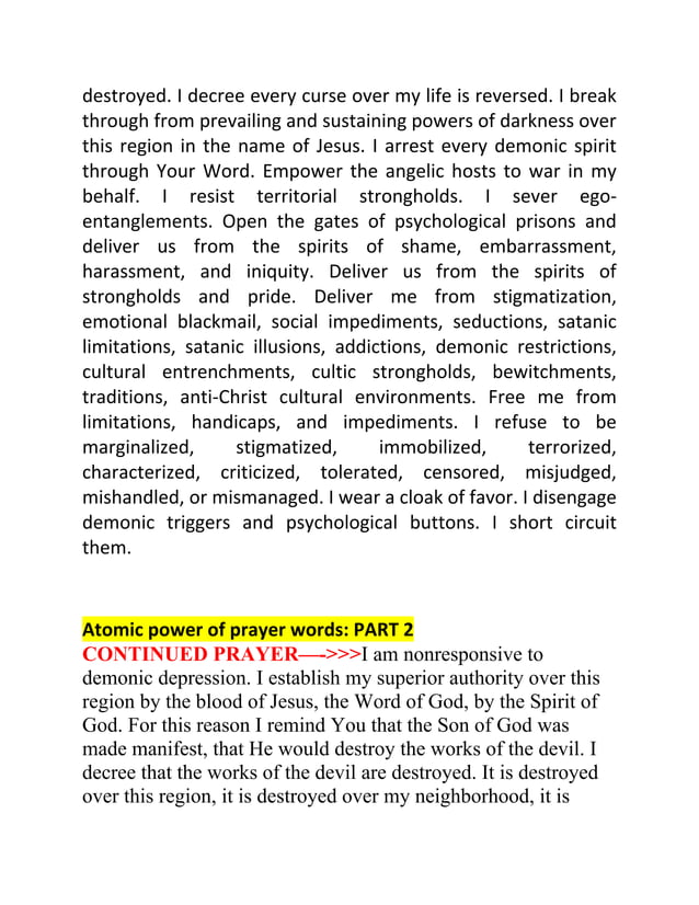 Atomic Prayer by Dr. Cindy Trimm | PDF | Christianity | Religion ...