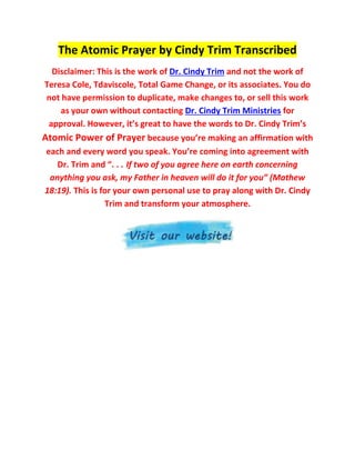 Atomic Prayer by Dr. Cindy Trimm | PDF