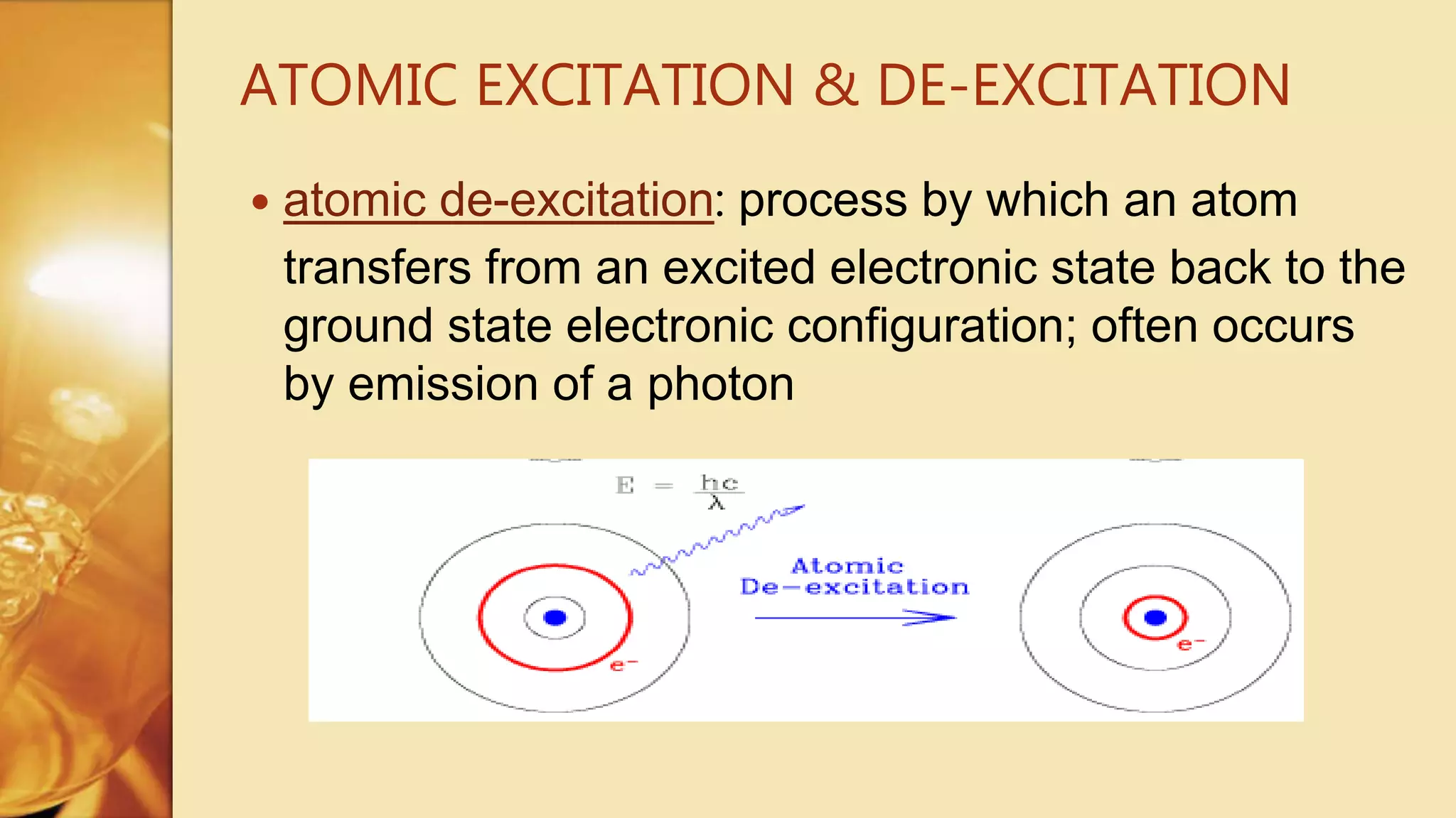 Atomic spectra,atomic excitation and de excitation | PPTX