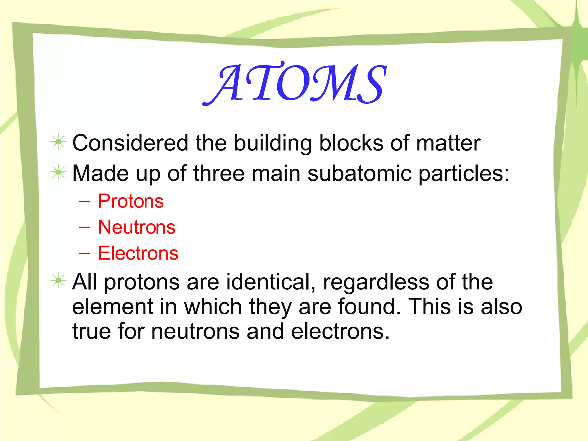 Atomicsstructure | PPT | Chemistry | Science