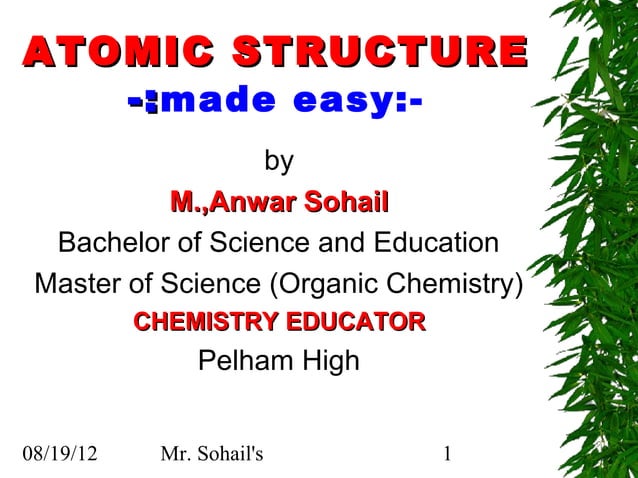Atomic structure | PPT | Chemistry | Science