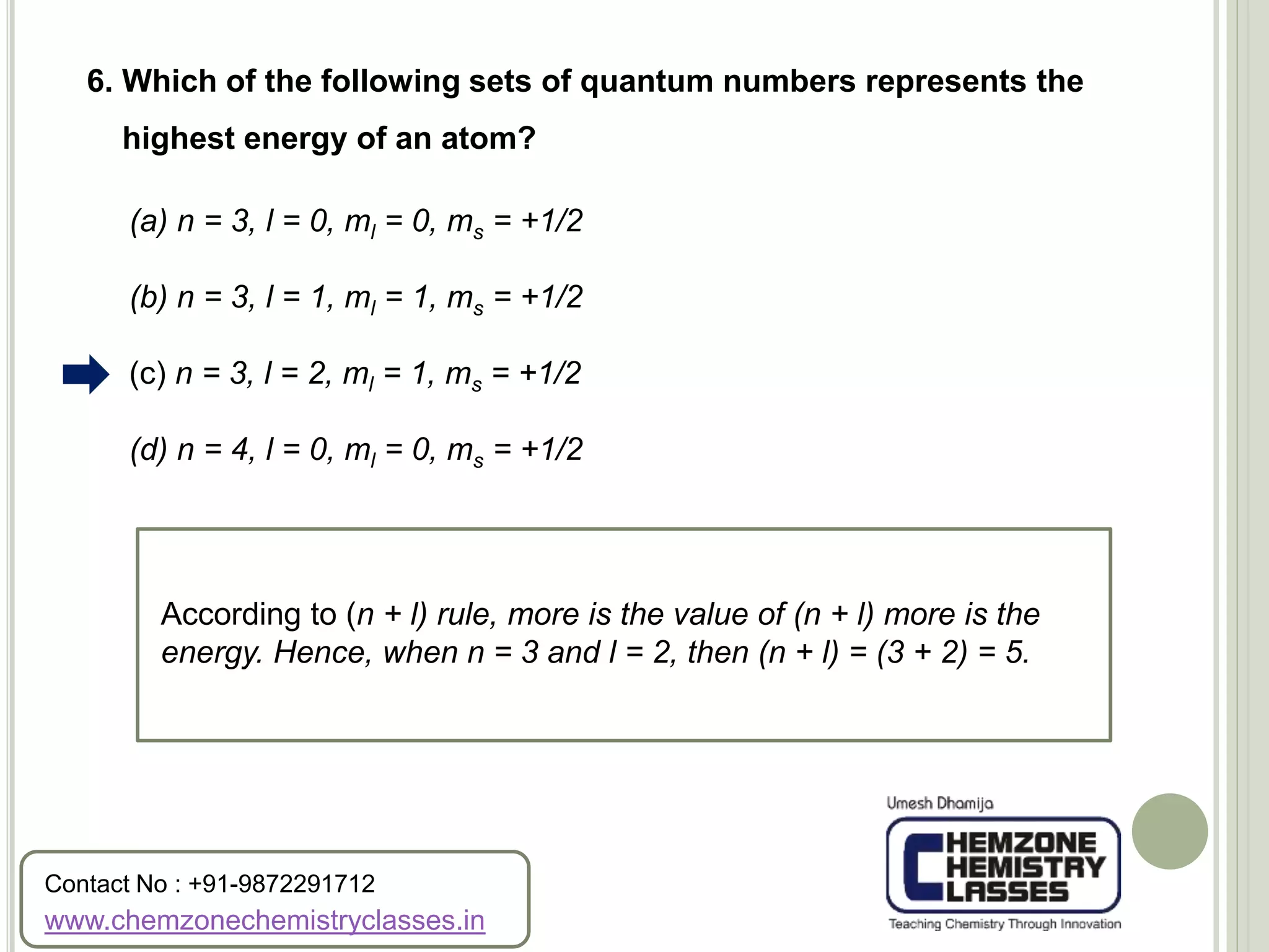 Atomic structure - Multiple Choice Questions For IIT-JEE, NEET, SAT ...