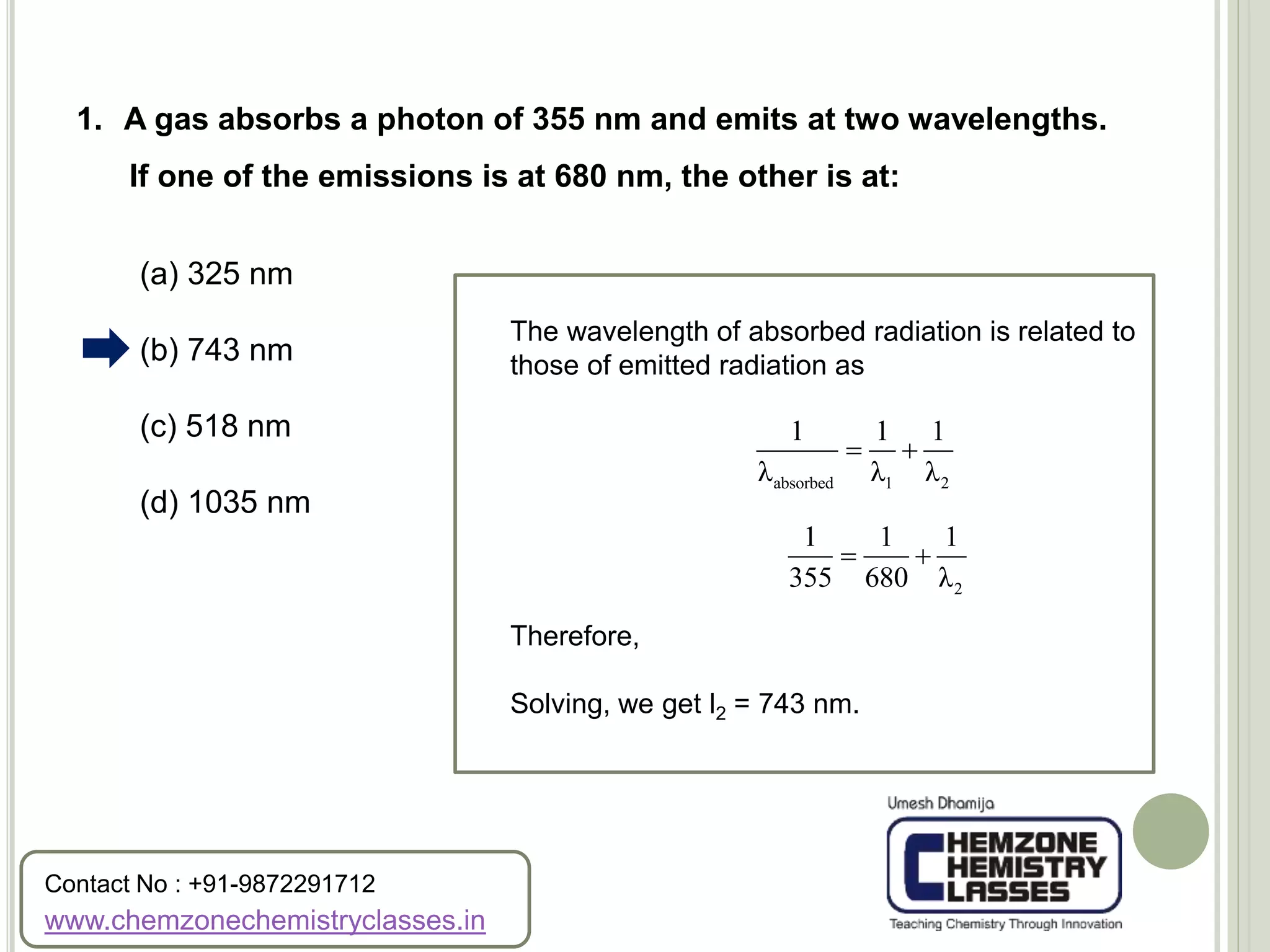 Atomic structure - Multiple Choice Questions For IIT-JEE, NEET, SAT ...