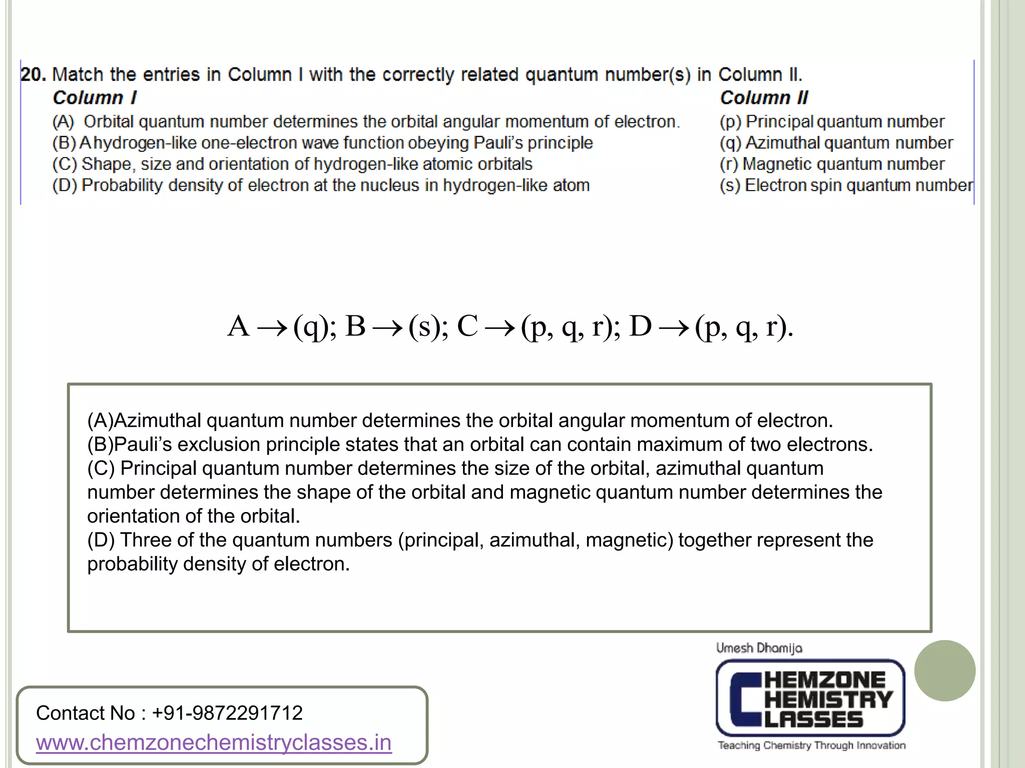 Atomic structure - Multiple Choice Questions For IIT-JEE, NEET, SAT ...