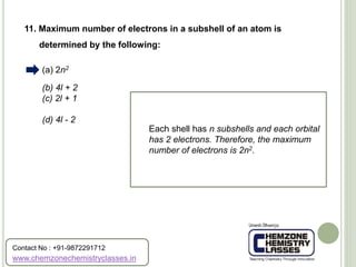 Atomic structure - Multiple Choice Questions For IIT-JEE, NEET, SAT ...