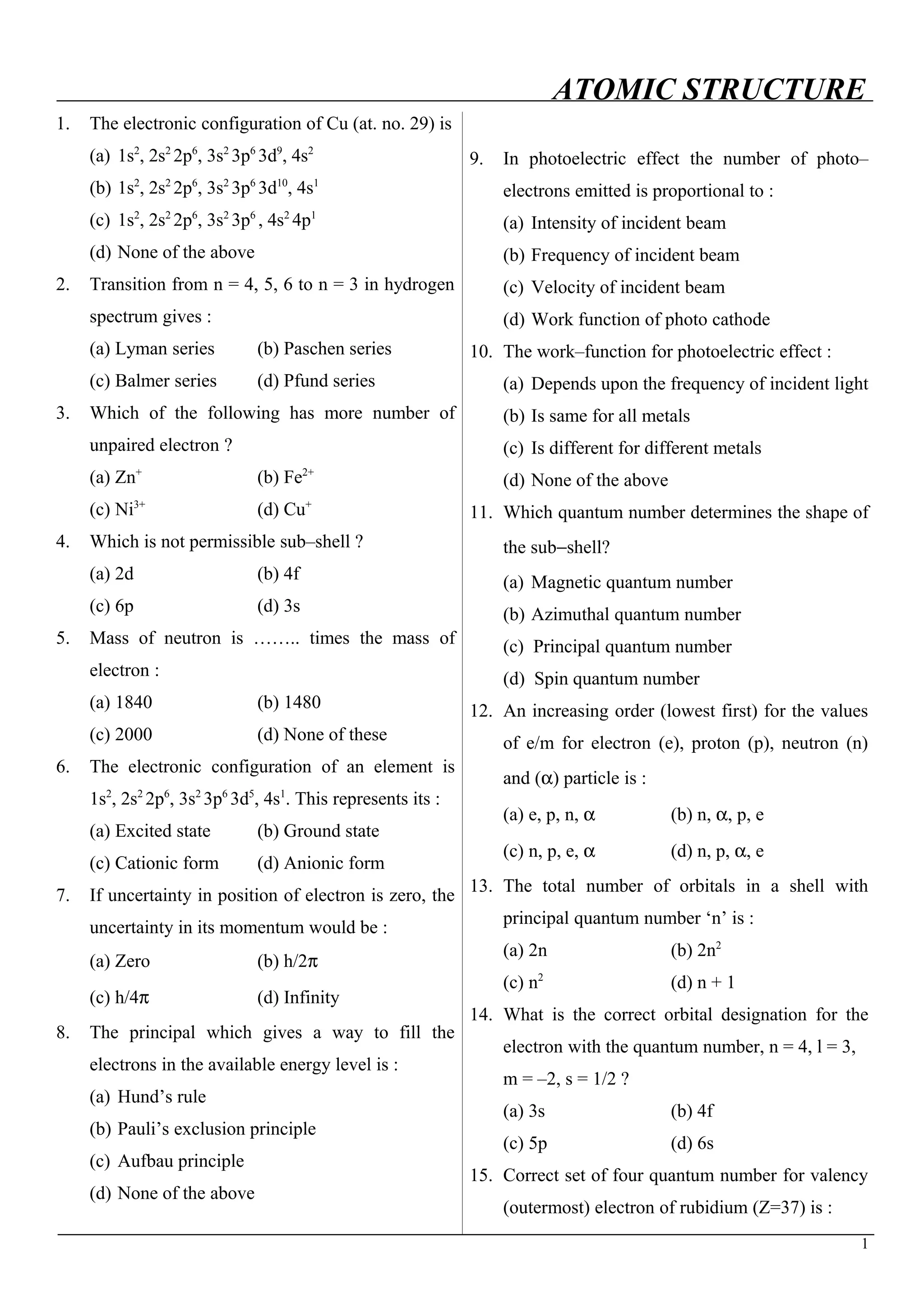 Atomic structure | DOC
