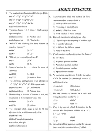 Atomic structure | DOC | Chemistry | Science