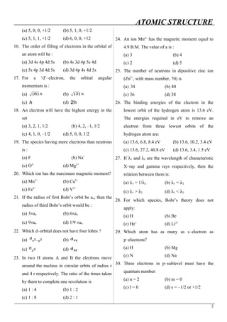 Atomic structure | DOC | Chemistry | Science