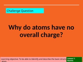 Atomic Structure- Lesson for Grade 7 students | PPTX
