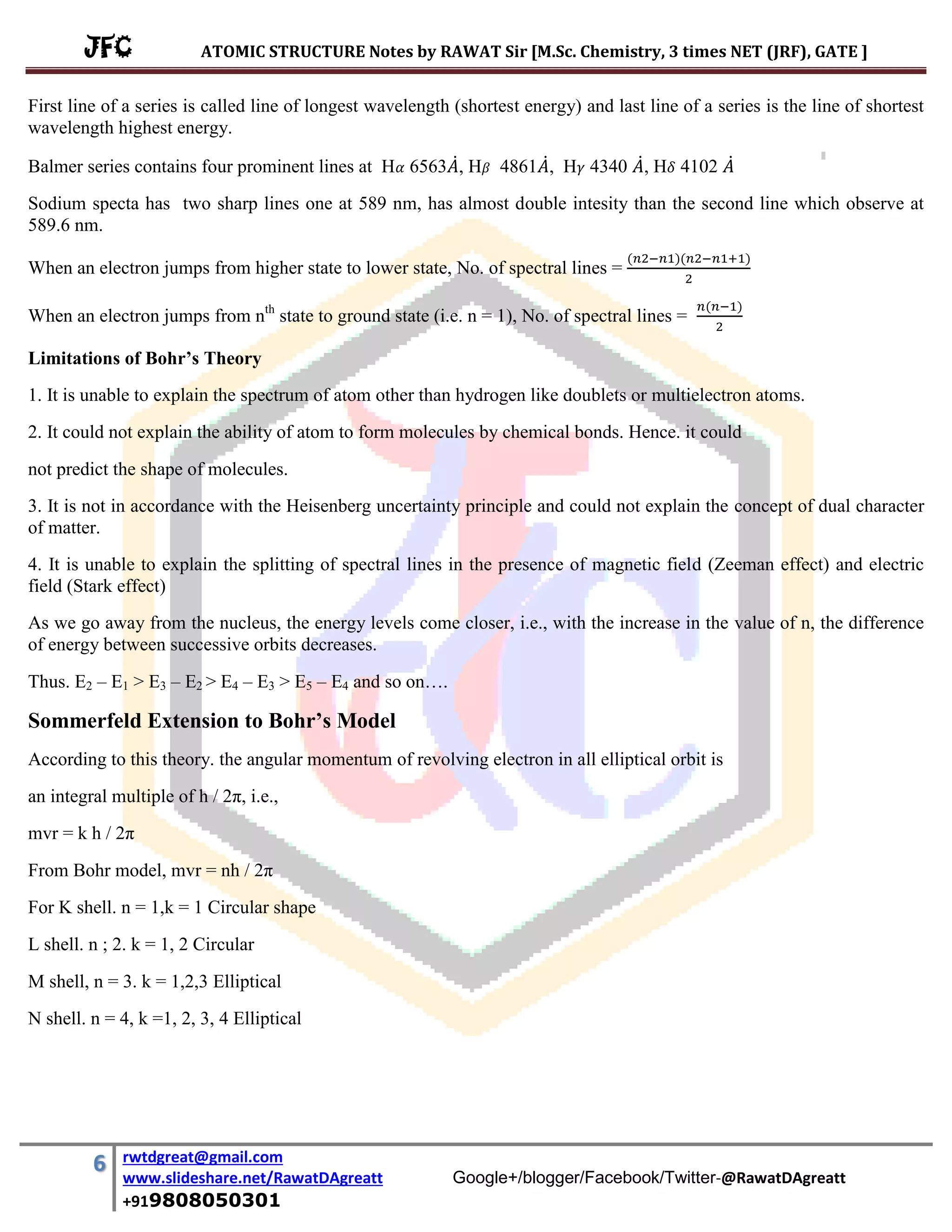 Atomic structure notes from jfc by rawat sir | PDF