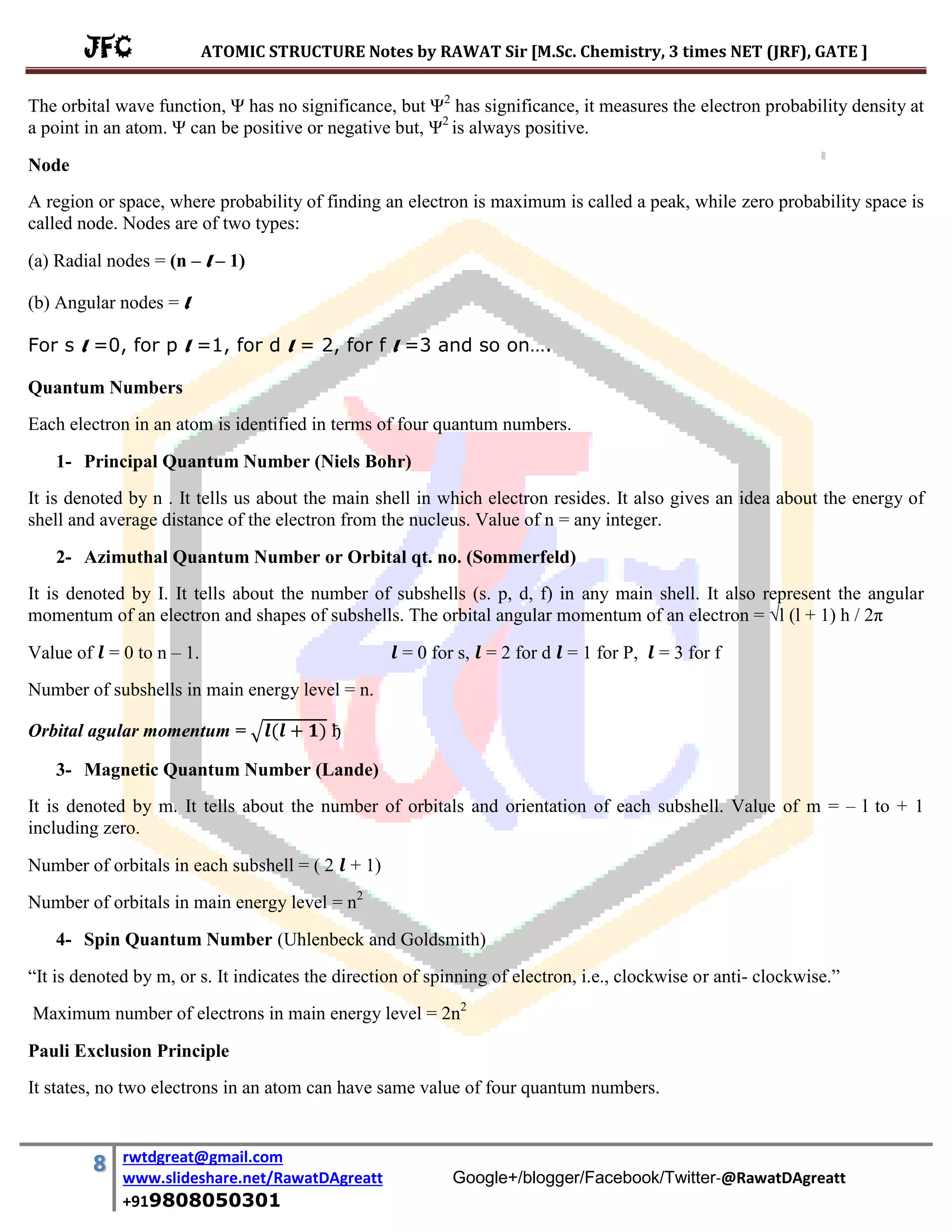 Atomic structure notes from jfc by rawat sir | PDF