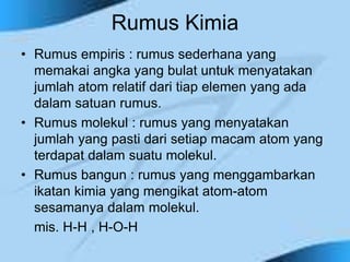 Atom, molekul dan rumus kimia | PPTX