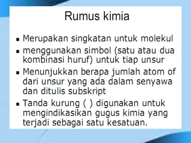 Atom, molekul dan rumus kimia | PPTX
