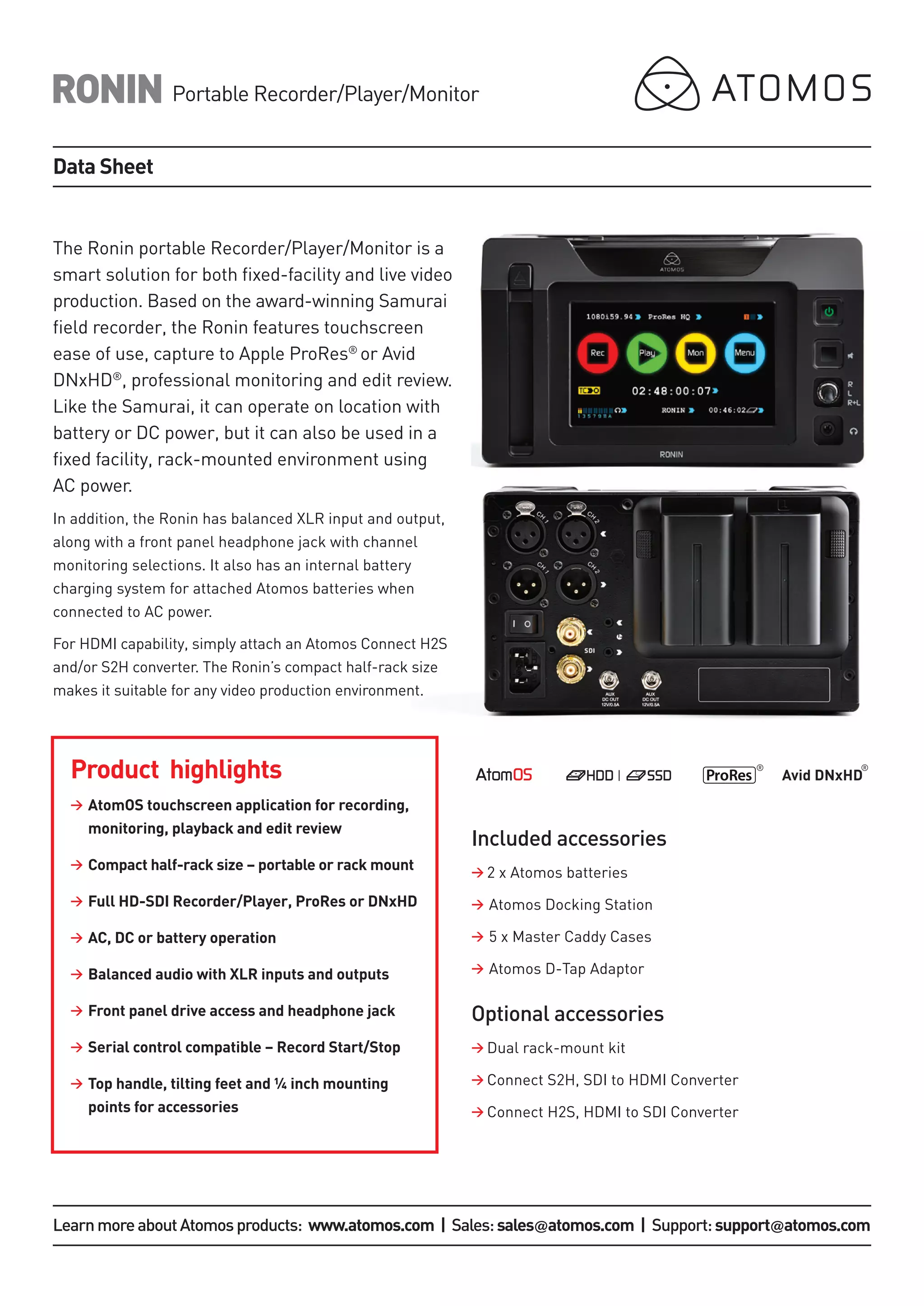 Atomos Ronin Brochure | PDF
