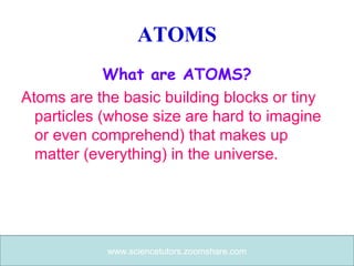 ATOMS-ELEMENTS AND COMPOUNDS REVISION | PPT