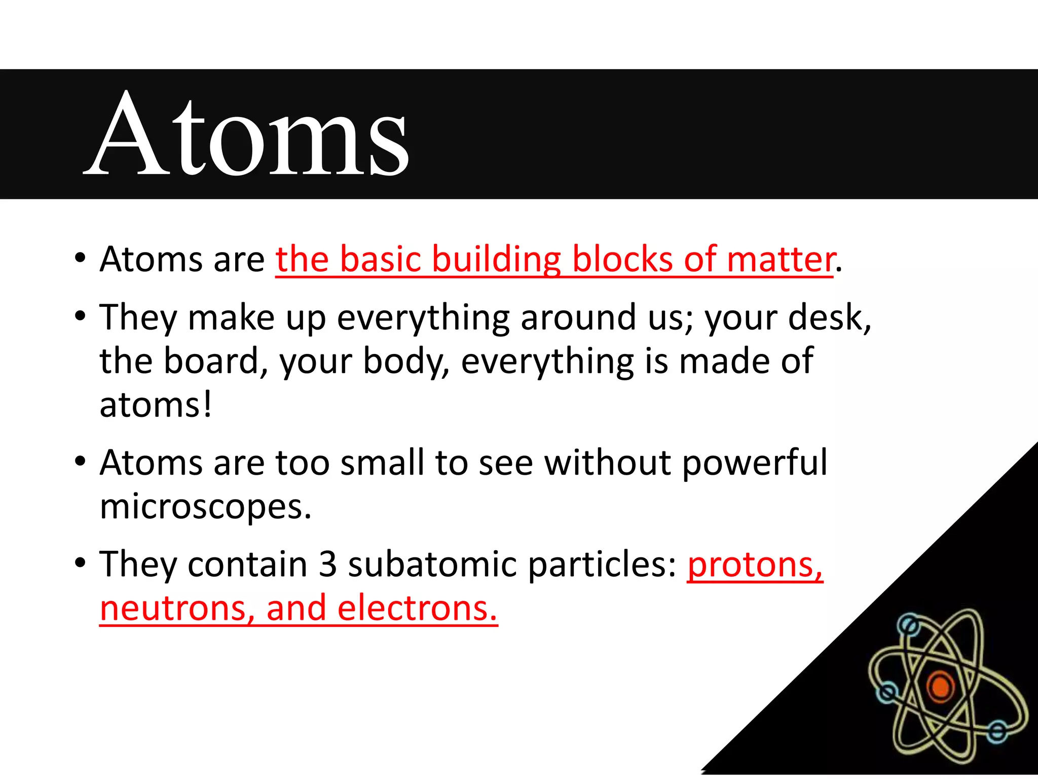 Atoms and atomic theory review | PPTX