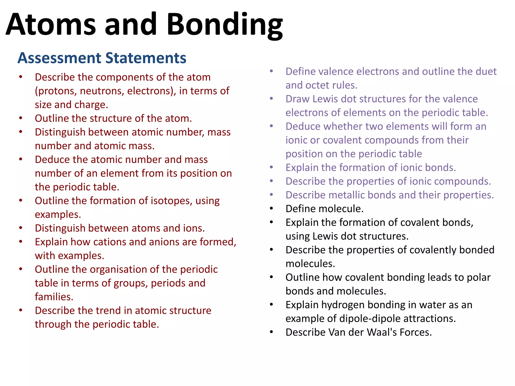 Atoms and Bonding | PPTX