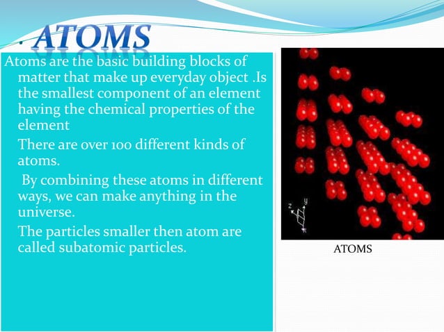 Atoms and molecules | PPTX | Chemistry | Science