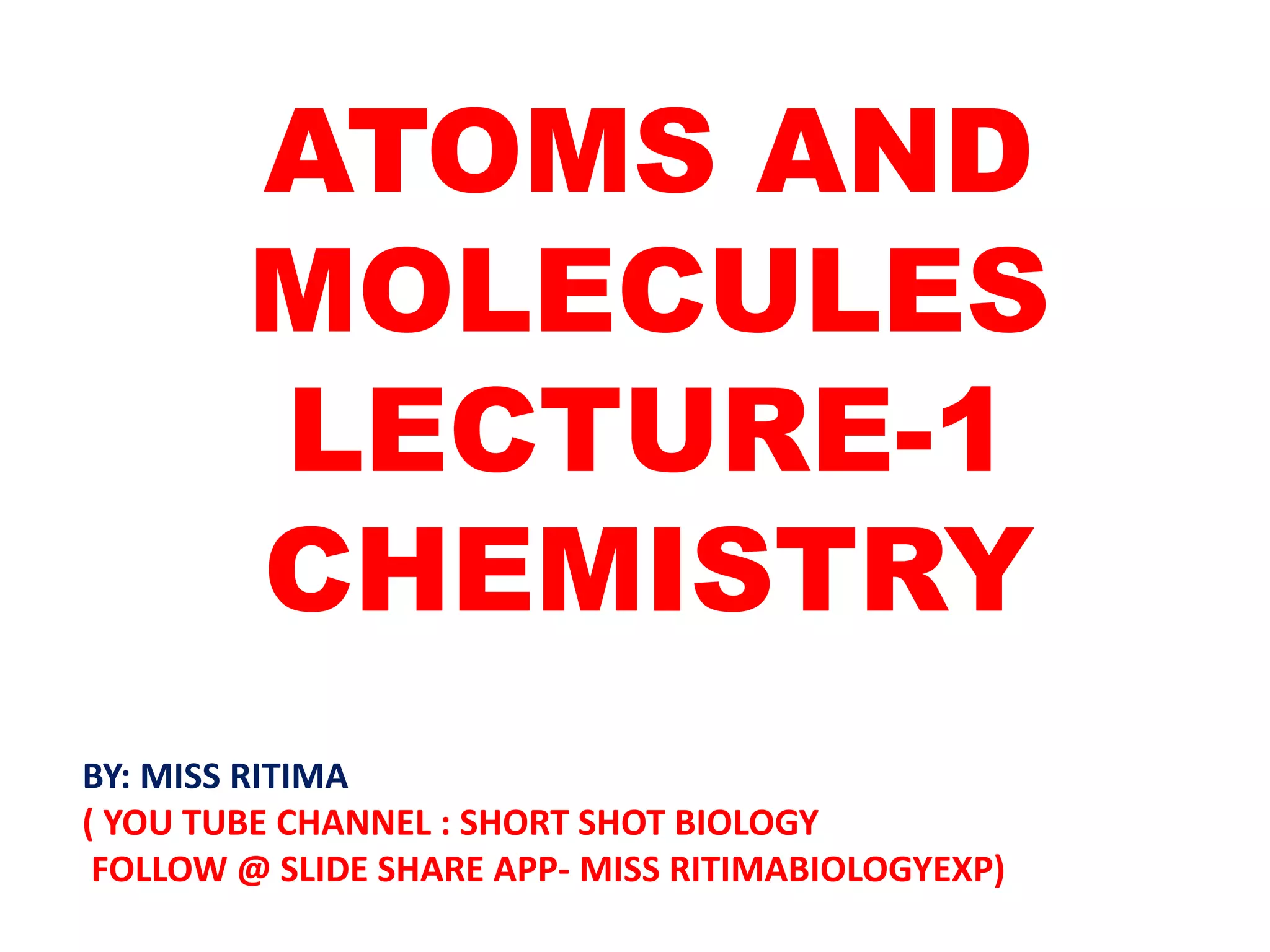 Atoms and molecules | PPT