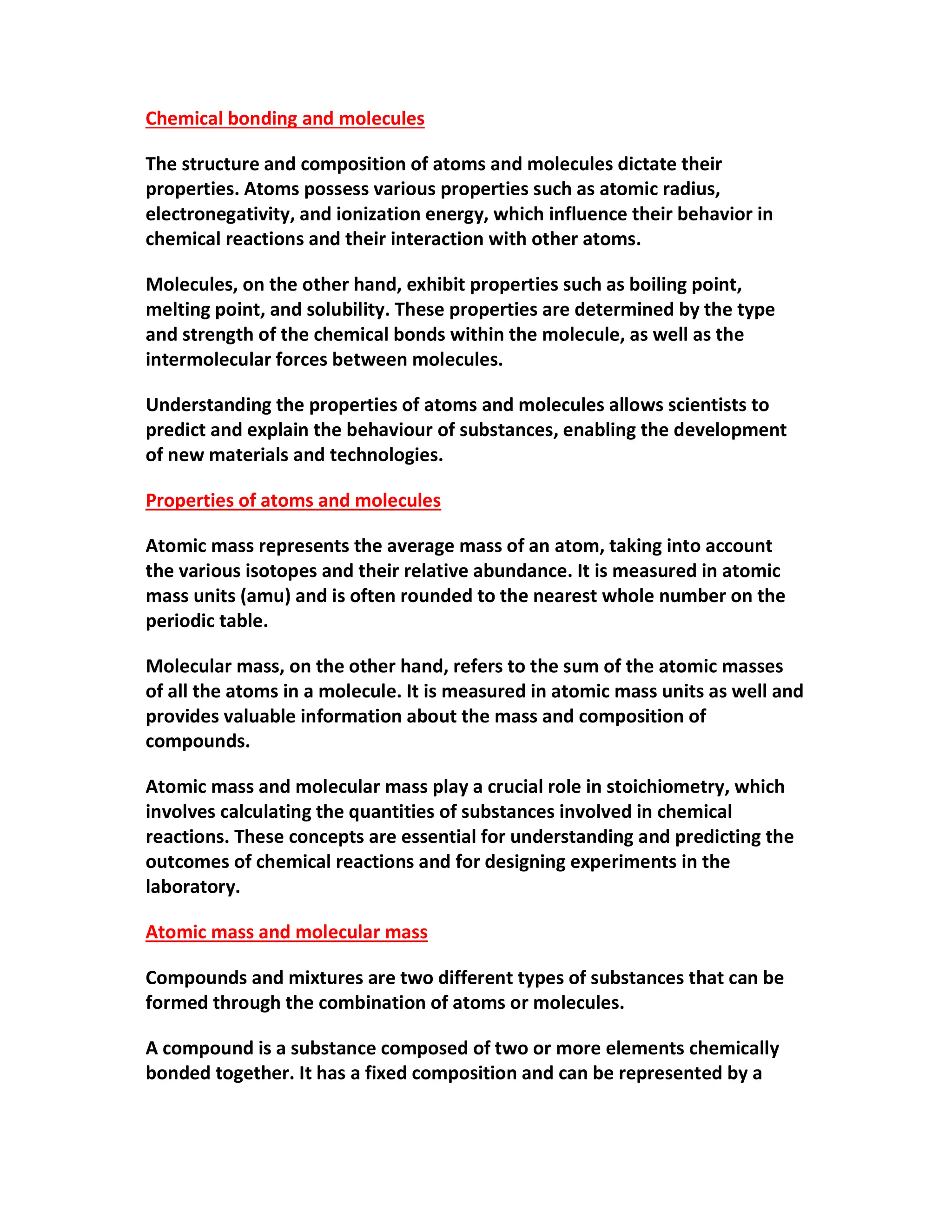 Class 9 Science Chapter 3 Atoms and Molecules notes pdf free pdf ...
