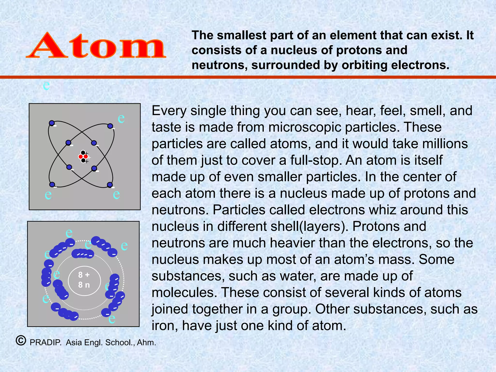 Atoms and the nucleus sample | PPT