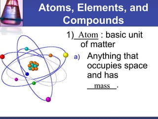 Atoms, elements and compounds academy | PPT