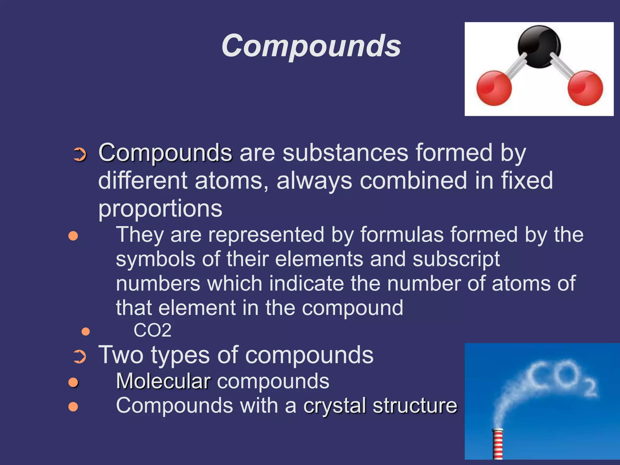 Atoms, molecules, elements, compounds, substances, mixtures | PPT