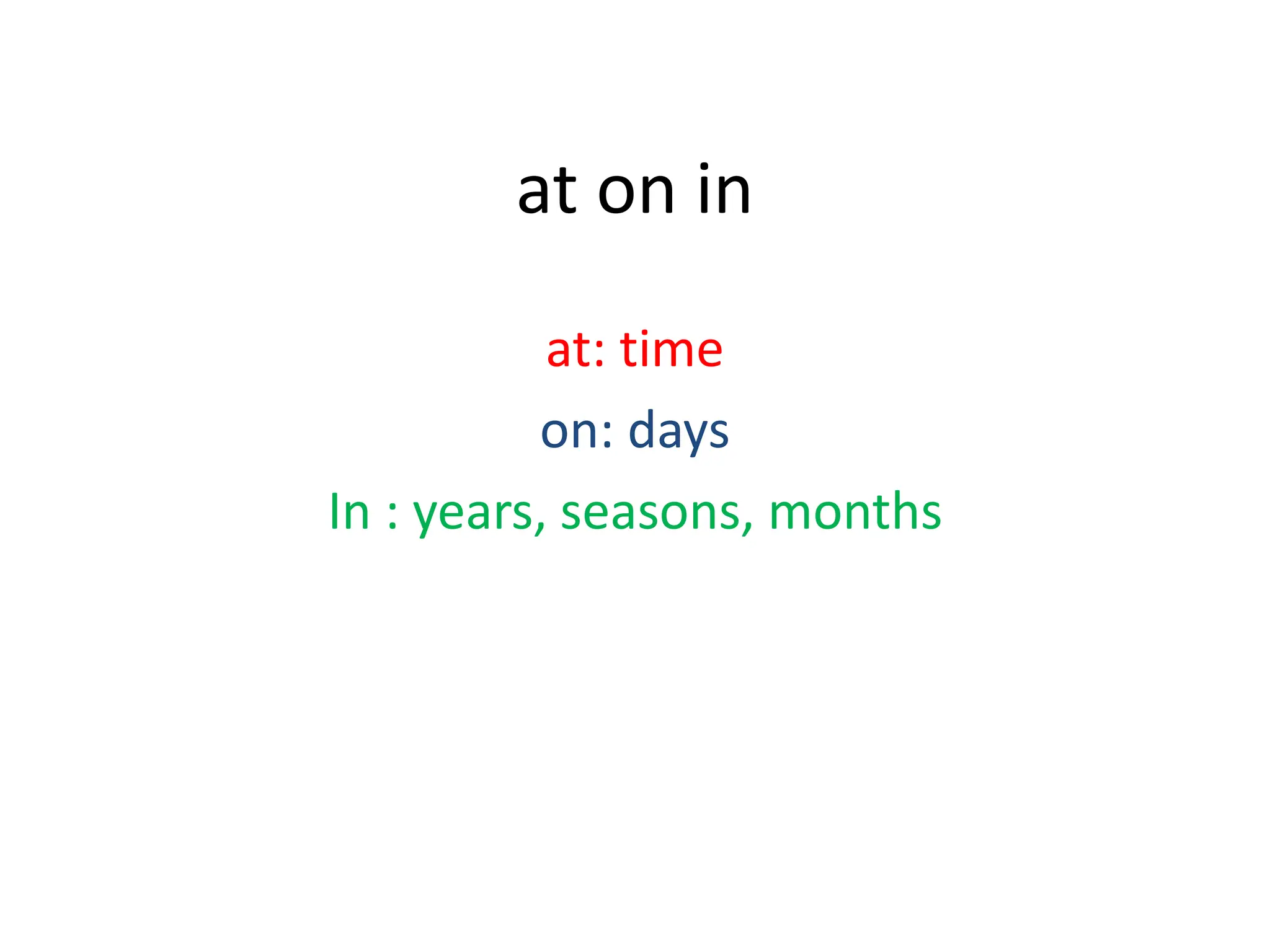 preposition at on in for early biginer, teaching kids. power point | PPT