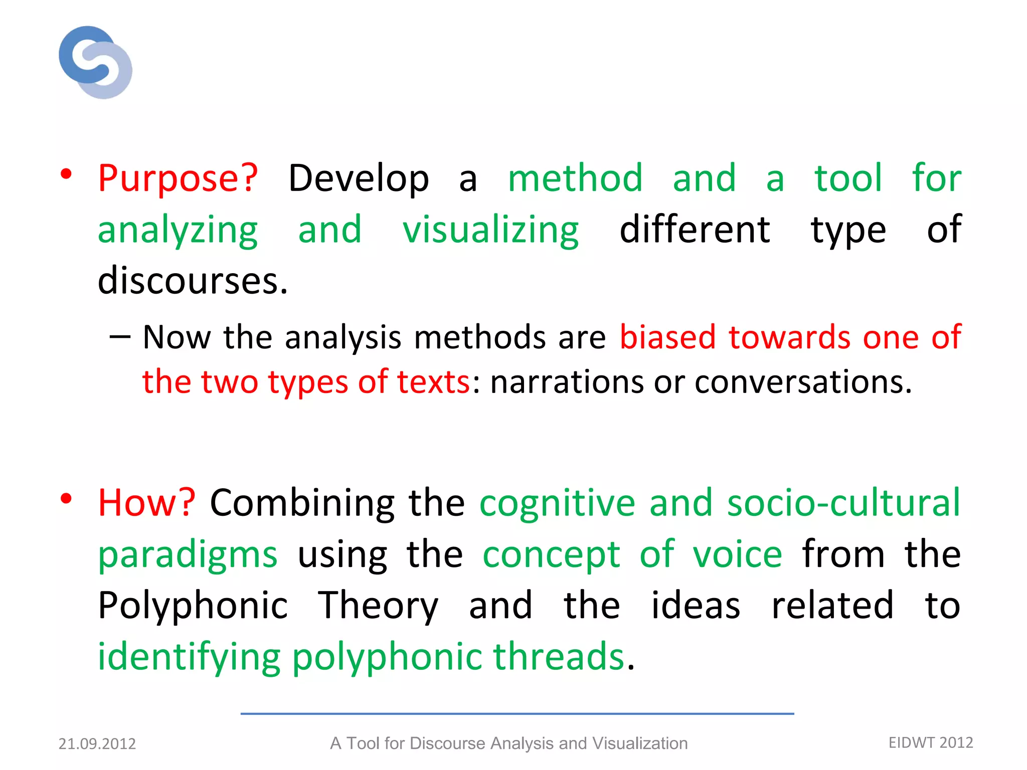 A Tool For Discourse Visualization And Analysis Ppt