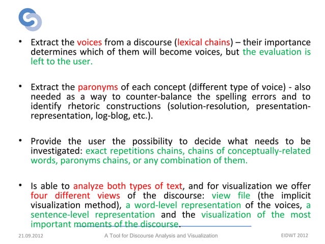 A Tool For Discourse Visualization And Analysis Ppt