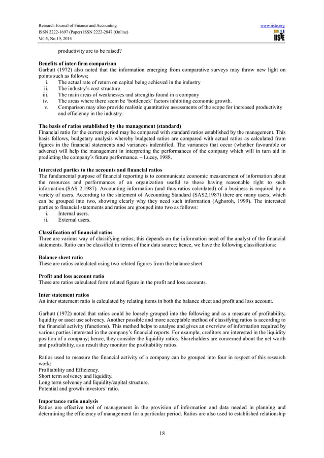 A Tool For Measuring Organization Performance Using Ratio Analysis Pdf Stocks And Bonds