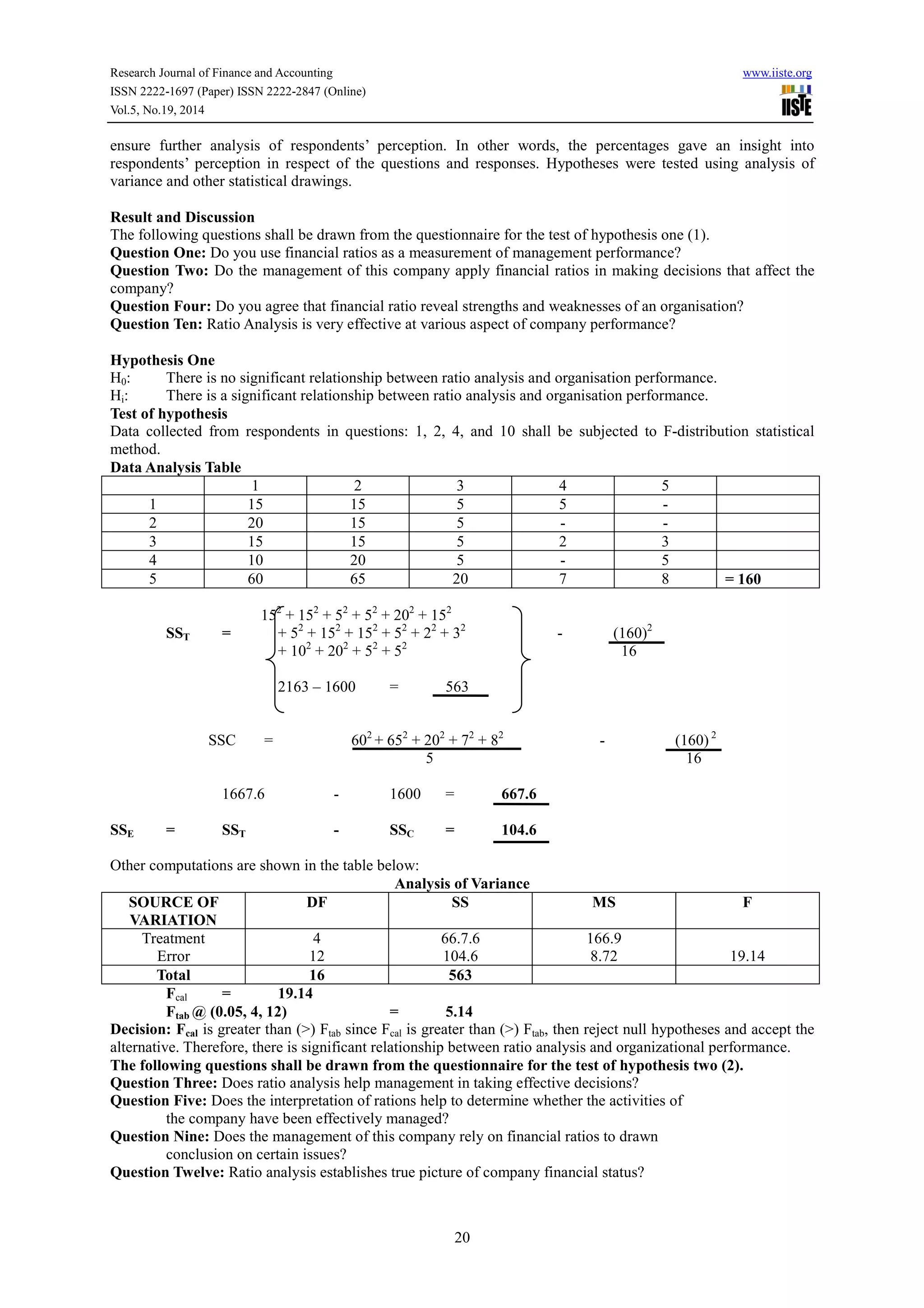 A Tool For Measuring Organization Performance Using Ratio Analysis Pdf