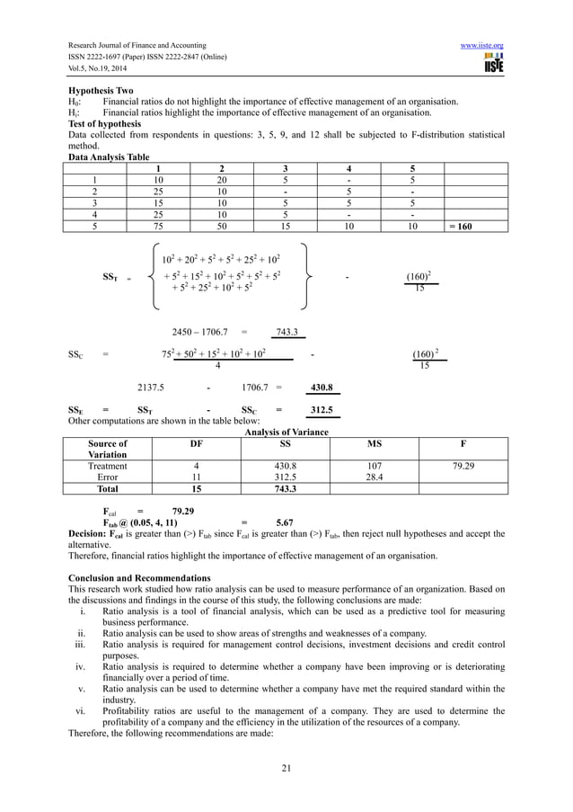 A Tool For Measuring Organization Performance Using Ratio Analysis Pdf