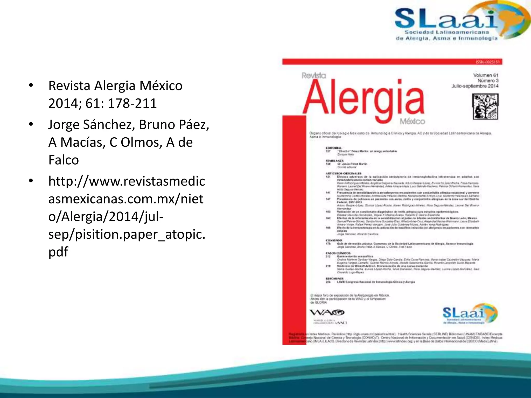 Atopic Dermatitis Position Paper SLaai | PPTX