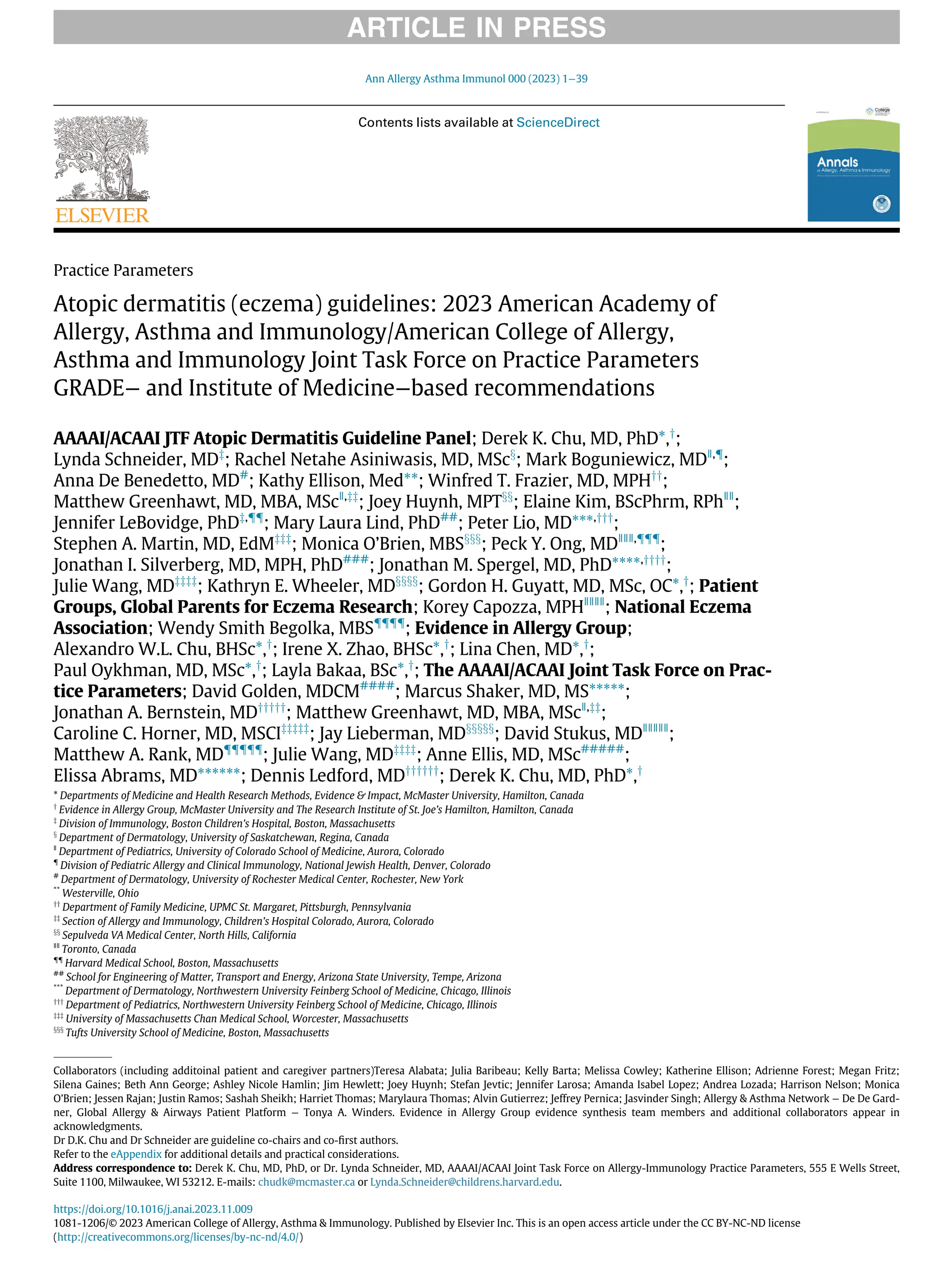 Atopic Dermatitis Guidelines 2023.pdf pediatria | PDF