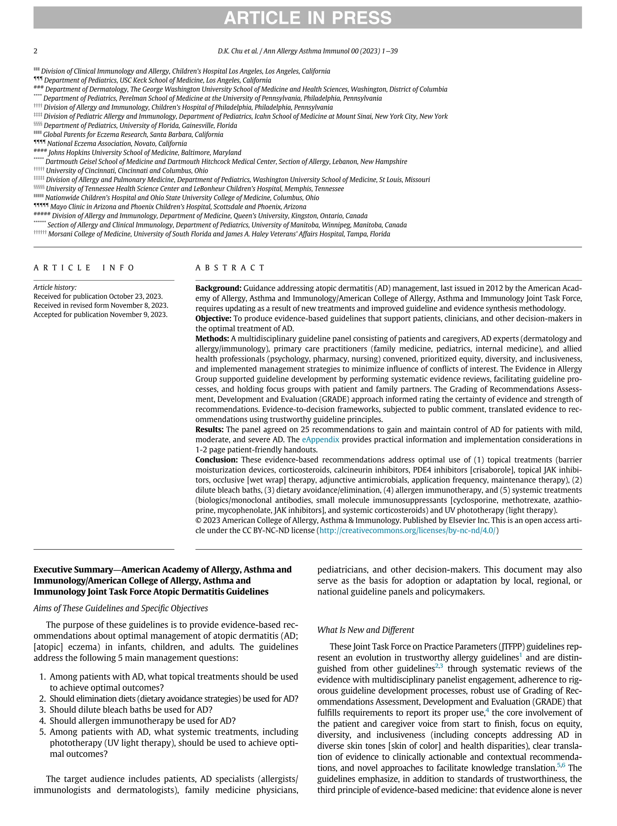 Atopic Dermatitis Guidelines 2023.pdf pediatria | PDF