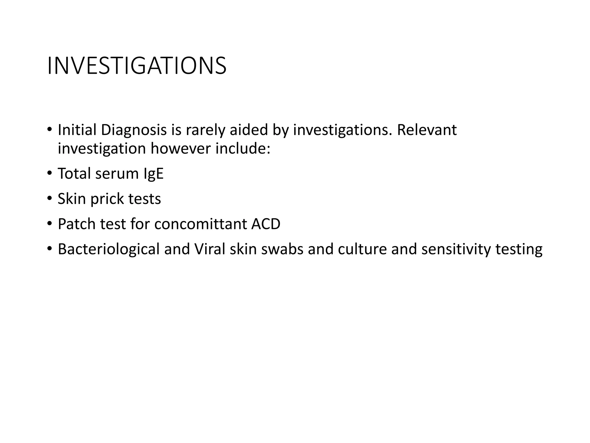 Pathogenesis clinical features and management of Atopic dermatitis ...