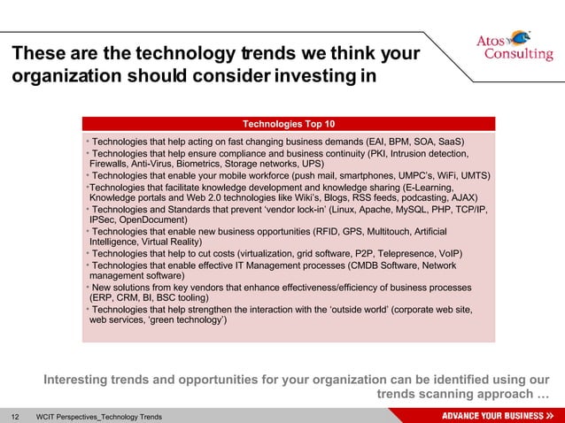 Atos Consulting World Class IT Perspectives Technology Trends | PPT
