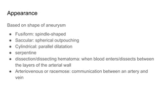 Aneurysms - Pathology - ATOT | PPTX