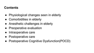 Elderly patient - Comorbidities and Anesthetic Challenges - Medicine - ATOT | PPT